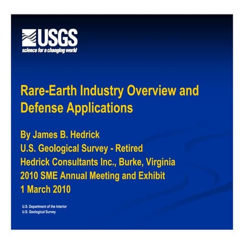 Rare Earth Overview 2010 - USGS | PDF