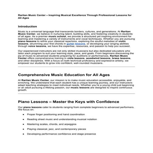 Raritan Music Center – Inspiring Musical Excellence Through ...