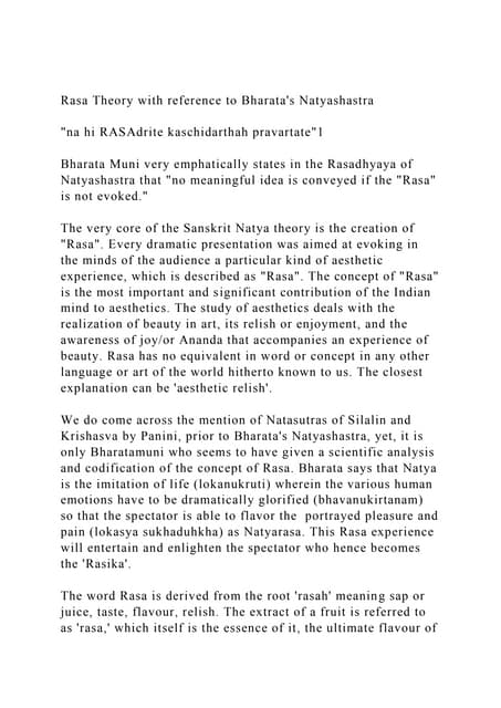 Indian Aesthetics- Theory of Rasa in the context of Natya shastra ...