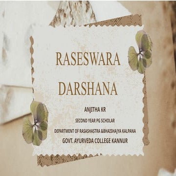 RASESWARA DARSANA OF RASASHASTRA -PHILOSOPHY | PPT