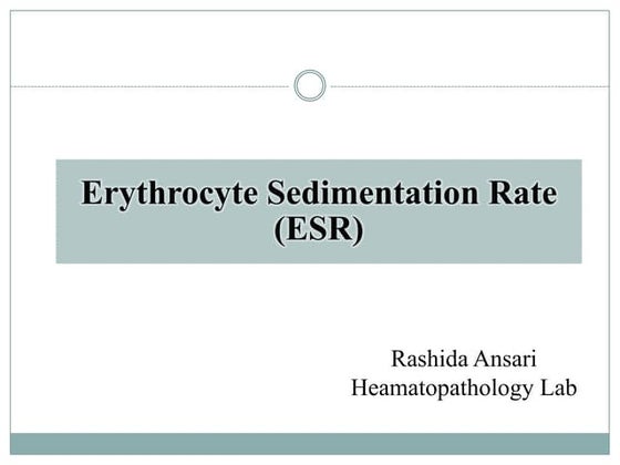 Esr method, principle and interpretation | PPTX