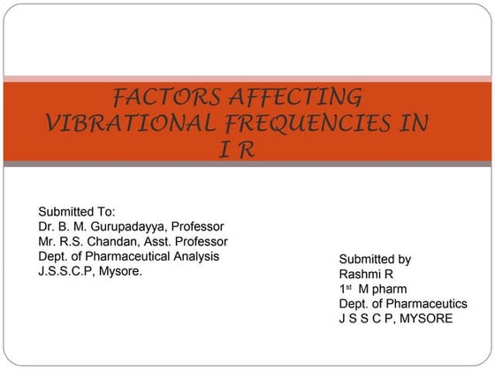 Various factor affecting vibrational frequency in IR spectroscopy. | DOCX | Chemistry | Science