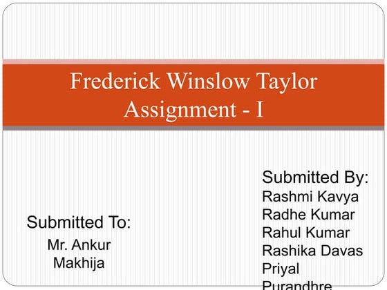 Scientific management Theory By FW Taylor | PPTX | Business | Business ...