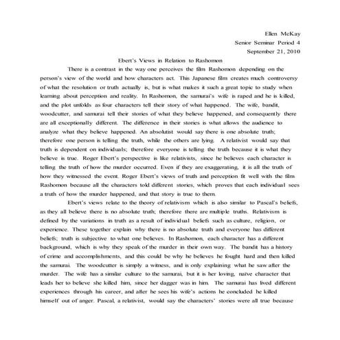 Rashomon final essay | DOCX