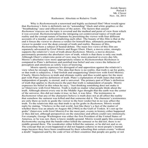 Rashomon essay | DOCX