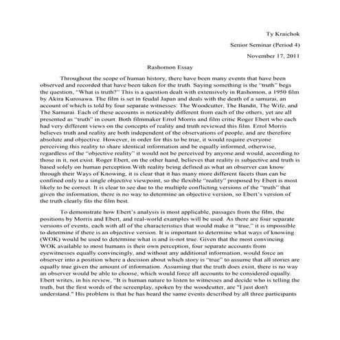 Rashomon essay | DOCX