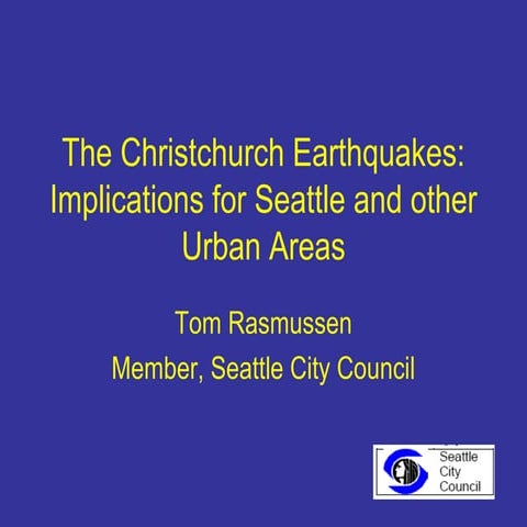 Implications for Seattle and other Urban Areas - Tom Rasmussen | PPT