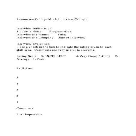 Rasmussen College Mock Interview CritiqueInterview Informati.docx