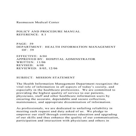 Rasmussen Medical CenterPOLICY AND PROCEDURE MANUALREFER.docx