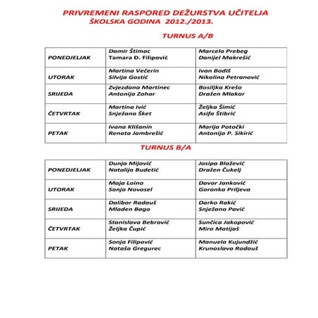 Raspored dezurstva ucitelja 2012_final | DOC