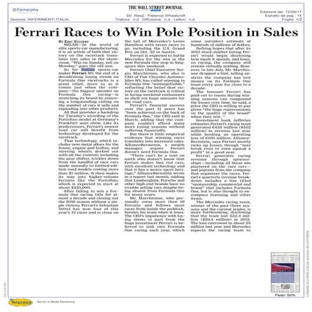 Ferrari races to win pole position in sales | PDF