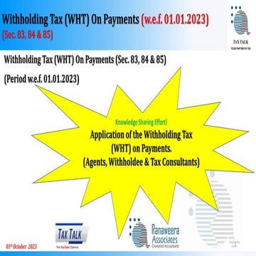 RA's TaxTalk - WHT Knowledge Sharing Note (Sec. 83, 84, 85 & 88) 01.10. ...