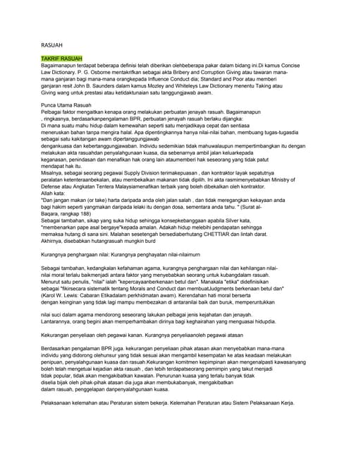 Melayu islam beraja rasuah | PPT