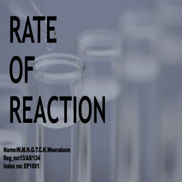 Rate of Reactions | PPT
