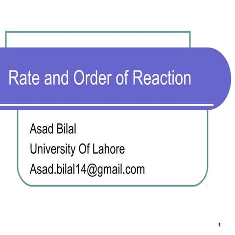 Rate and order of reaction | PPT