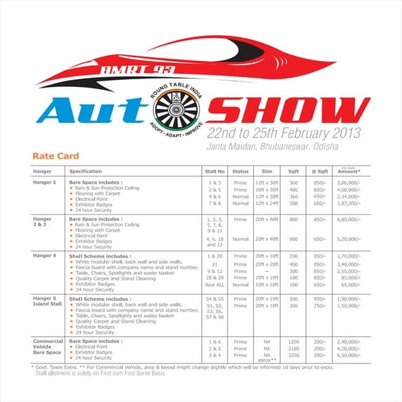 Auto Expo Cost Sheet | PDF