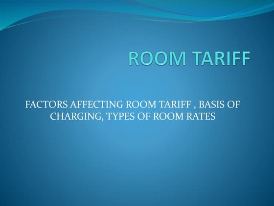 Room tariffs | PPTX | Hospitality Industry | Industries