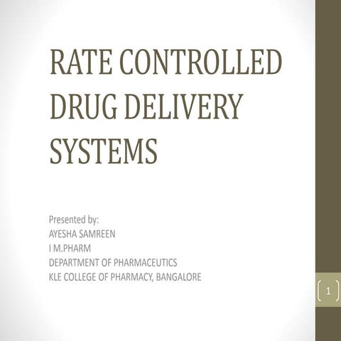 Rate controlled drug delivery systems | PPTX | Birth Control | Reproductive Health