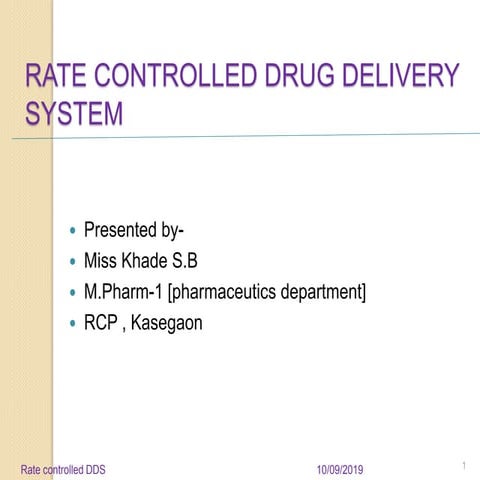Rate controlled drug delivery system | PPT