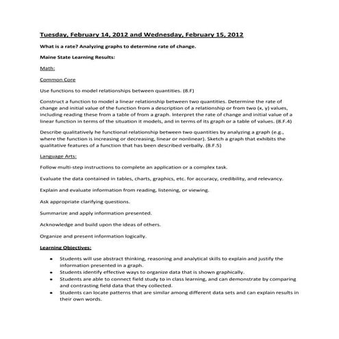 Rate of change and graphing lesson plan | DOCX