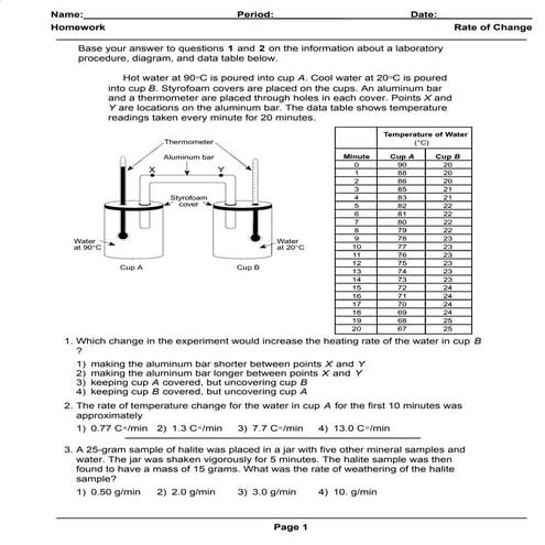 Rate of change student's copy | PDF | Chemistry | Science