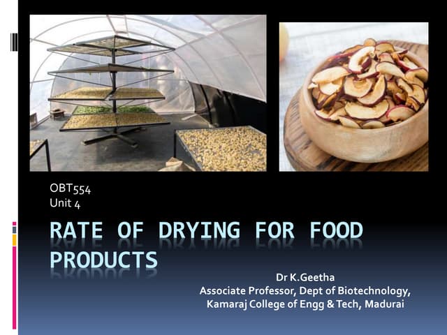 Drying theory and drying rating curve | PPTX | Agriculture | Industries