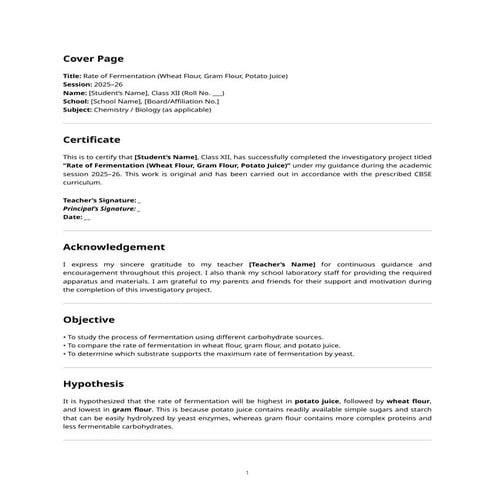 Rate Of Fermentation – Investigatory Project (wheat Flour, Gram Flour ...