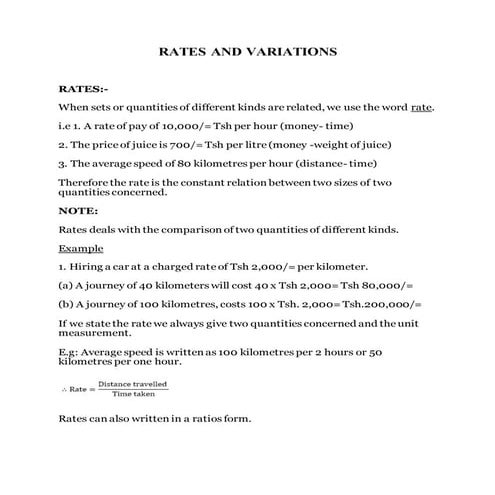Rates and variations | DOCX