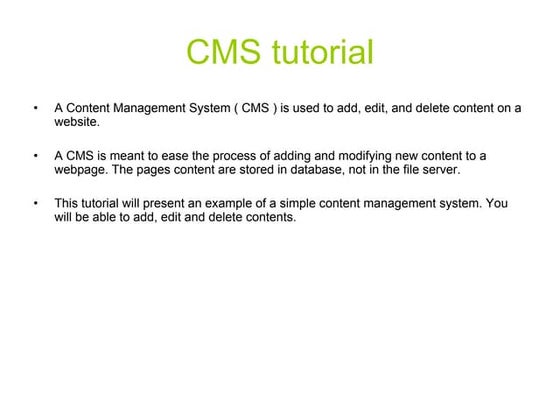 Intelligent Hotels Page Mngmt Tutorial | PPT