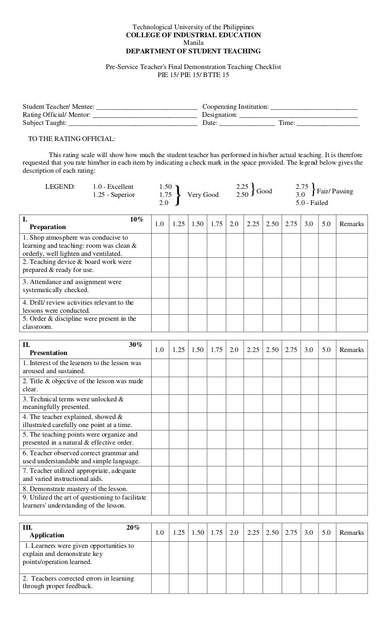 Rating Scale Rating Scale