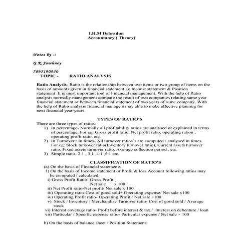 Ratio analysis question | DOC
