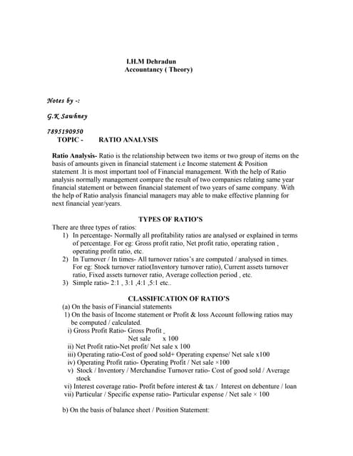 Ratio analysis question | DOC | Stocks and Bonds | Personal Investing