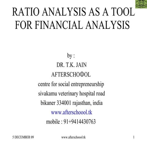 Ratio Analysis As A Tool For Financial Analysis | ODP