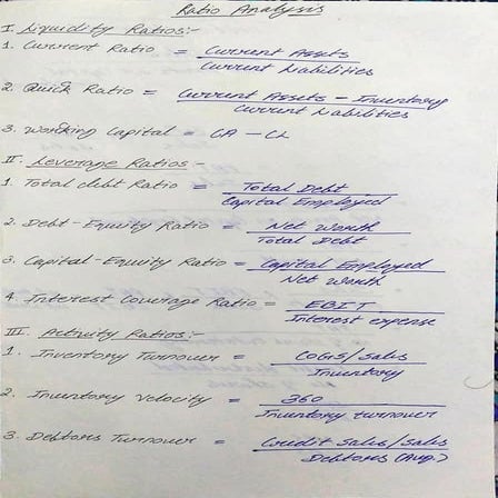 Ratio analysis formulas | PDF