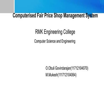 Computerised of Fair price Shop Management System . | PPTX