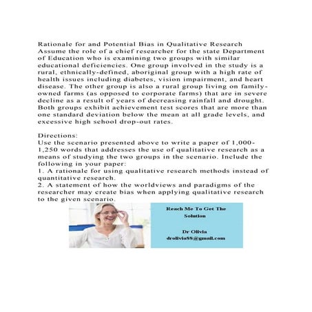 Rationale for and Potential Bias in Qualitative ResearchAssume t.docx