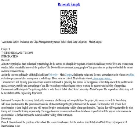 Rationale Sample | PPT