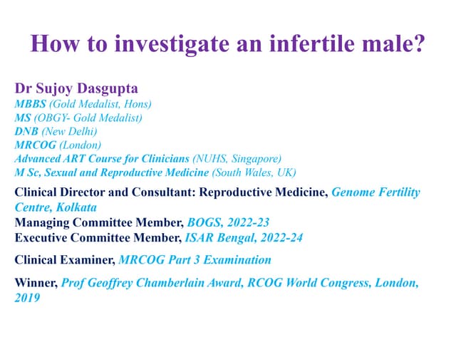 Investigating Infertile Male | PPT Investigating Infertile Male | PPT