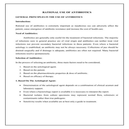 Rational use of antibiotics by M. Jagadeesh, Creative Educational ...