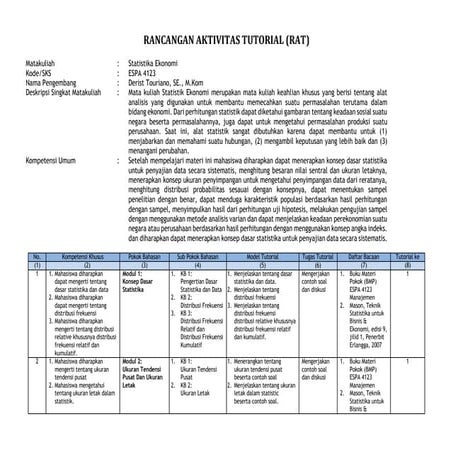 Rat sat espa 4123 statistika ekonomi | PDF