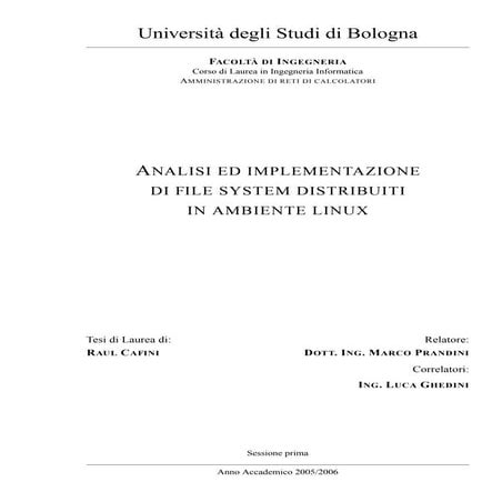 Analisi ed implementazione di file system distribuiti in ambiente GNU/Linux | PDF