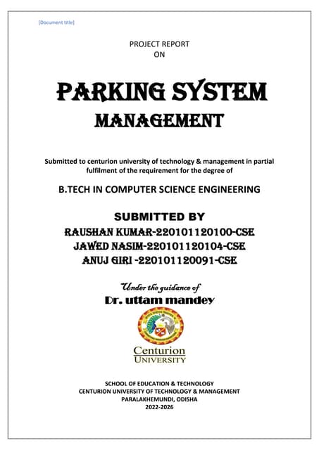 Vehicles Parking Management System project presentation 2020 | PPT
