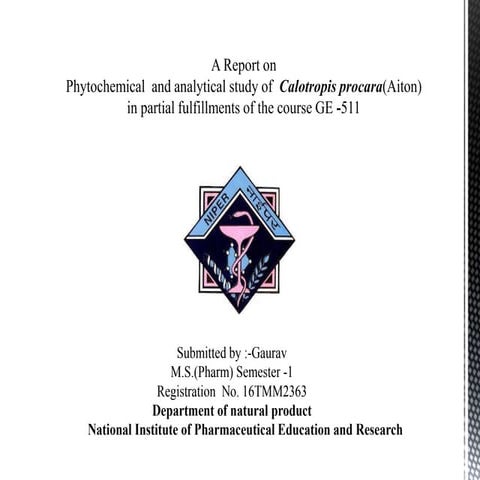 calotropis procera phytochemical and analytical study | PPTX