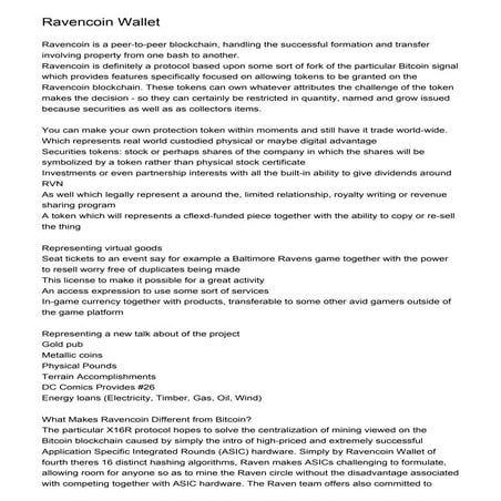 Ravencoin Wallet | PDF | Computing | Technology & Computing