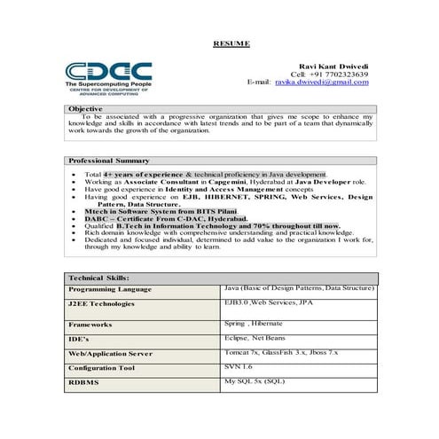 Ravi latest resume | DOCX