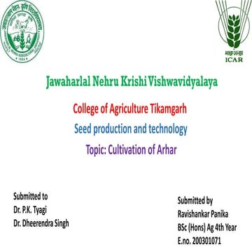RAVISHANKAR PANIKa Cultivation Of Arhar | PDF