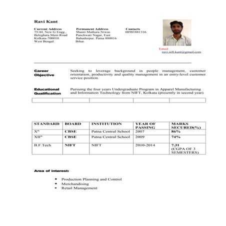 Ravi cv | DOC | Education