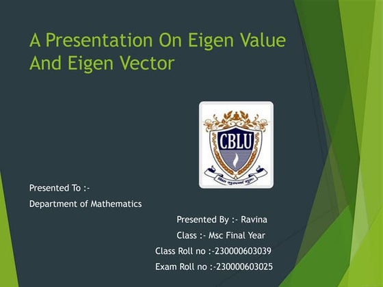 Application of Eigenvalues and Eigenvectors: Understanding Concepts ...