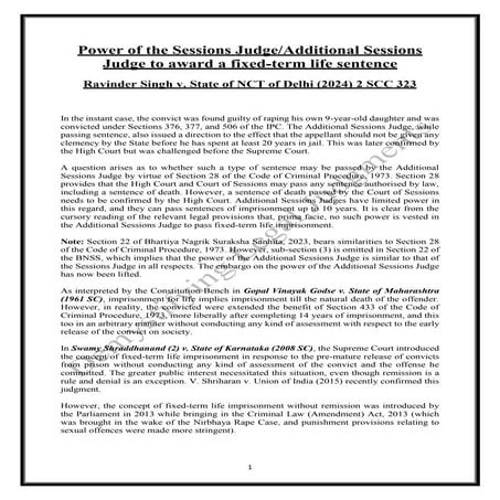 Power of the Sessions Judge/Additional Sessions Judge to award a fixed ...