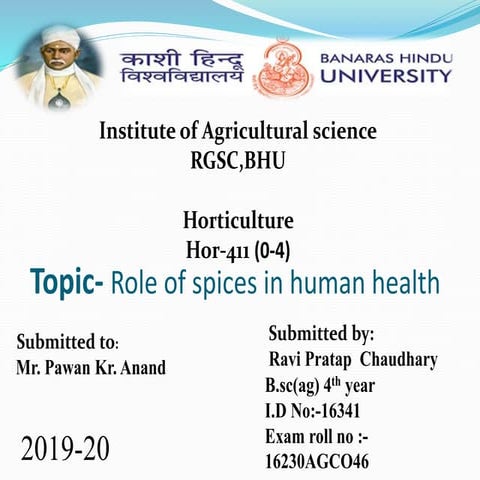 Role of spices in human health | PPT